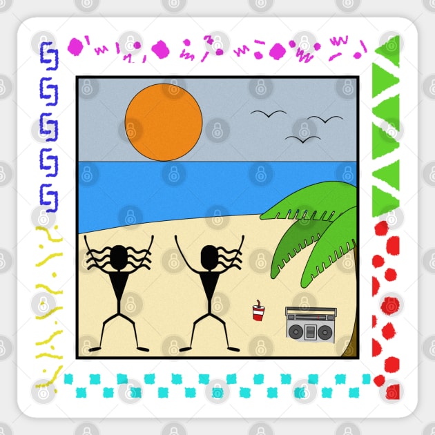 Retro Groovy Beach - Retro Vintage Aesthetic - Sticker | TeePublic