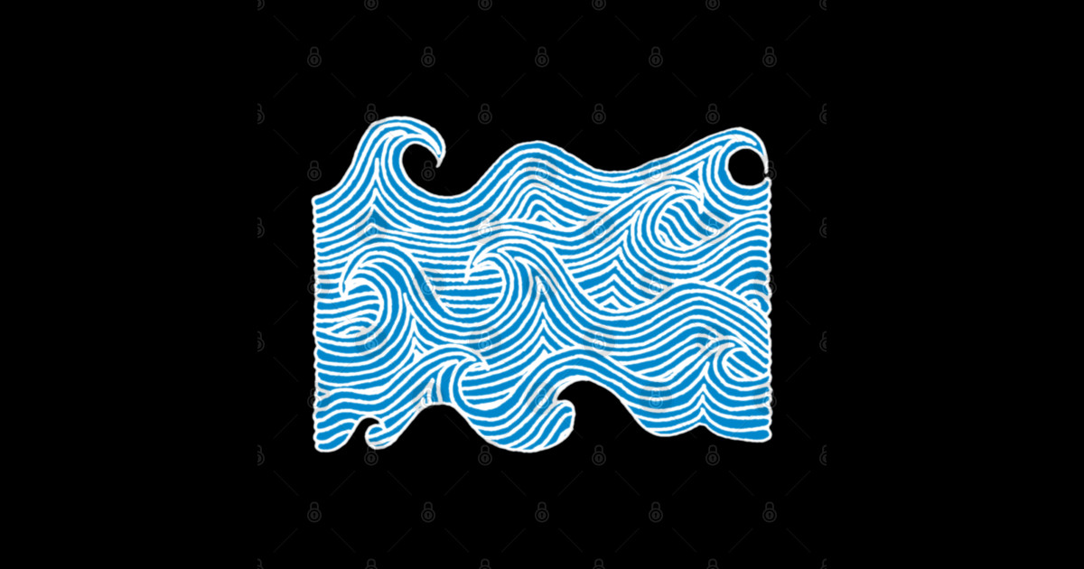 BLUE AND WHITE WAVES - LINE DRAWING - OCEAN WAVES - RIVER RAPIDS ...