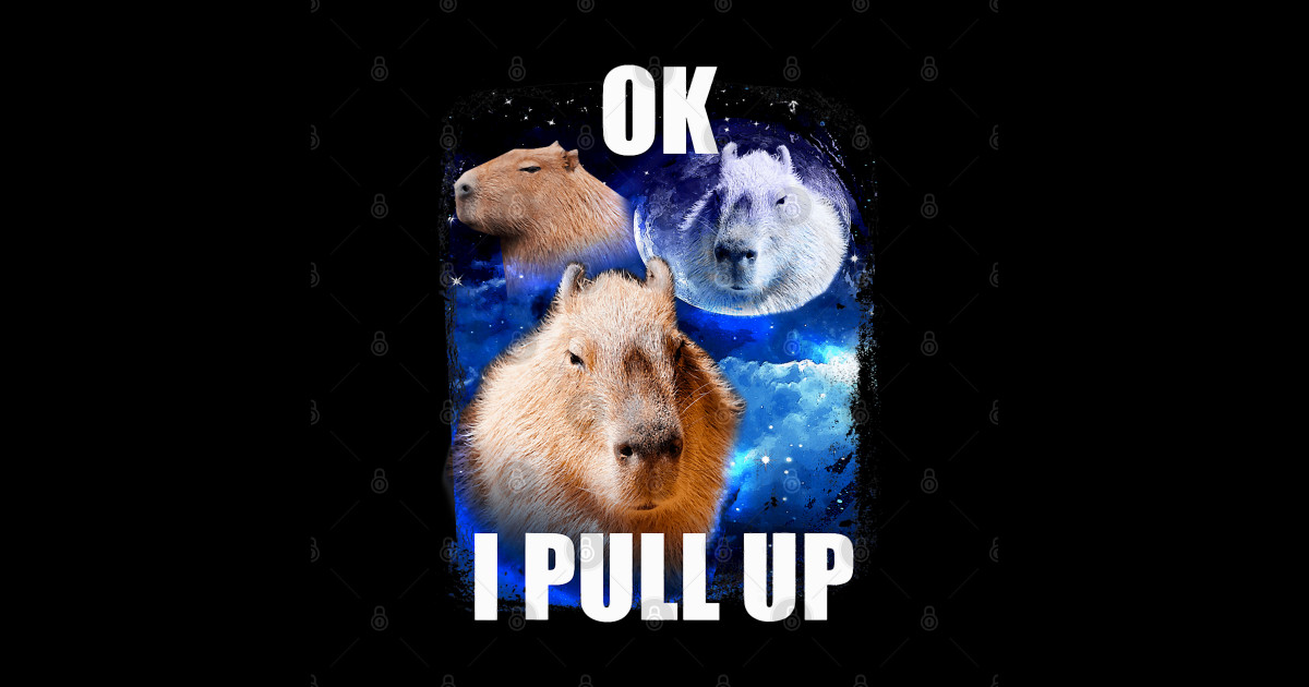 Cute Capybara Ok I Pull Up Capybara Meme Funny - Capybara - Sticker ...