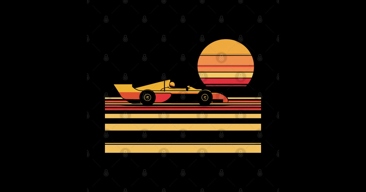 Vintage Racing Car Sunset - Racing - Sticker | TeePublic