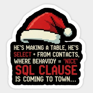 Sql Clause Is Coming To Town Santa Hat Merch for Sale | TeePublic