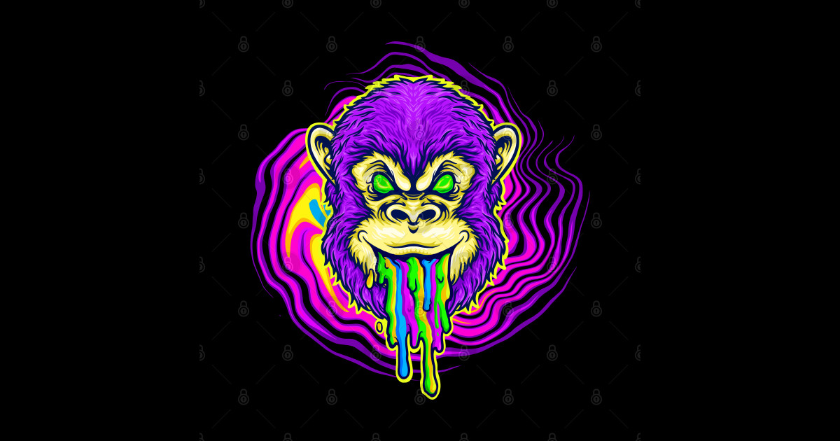 Rainbow Chimp Drool - Monkey Lover - Sticker | TeePublic
