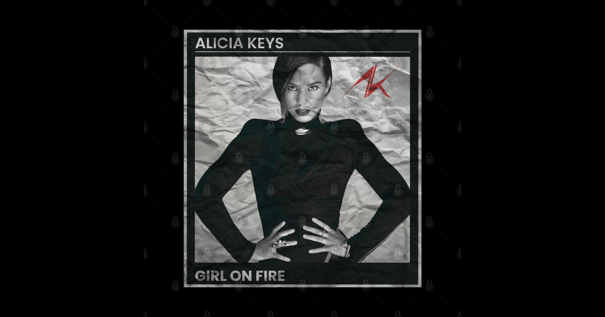 Album Cover Alicia Keys // Girl On Fire - Alicia Keys - Sticker | TeePublic