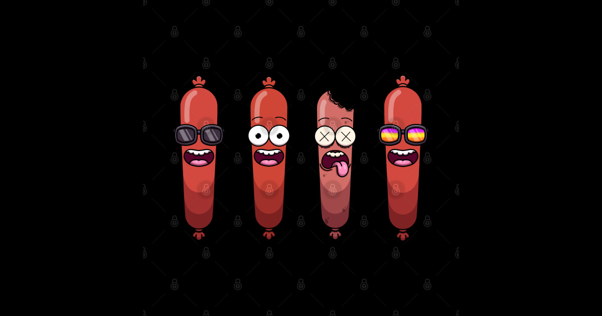 Funny Sausage Cartoon Sticker Pack - Sausage - Sticker | TeePublic