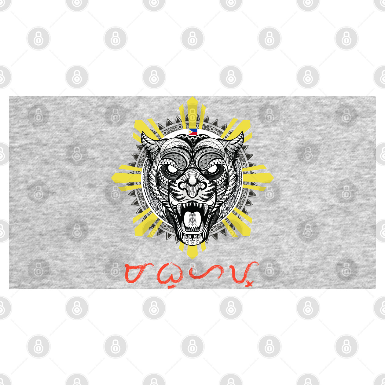 Tribal line Art Tiger / Philippine Flag Sun / Baybayin word Mabuhay ...