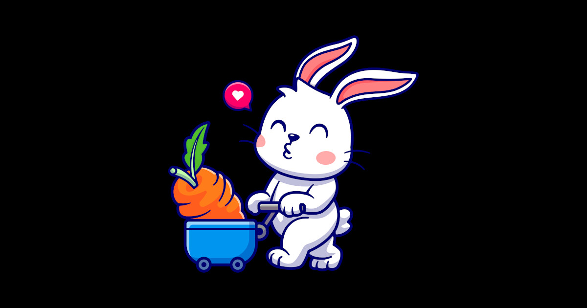 Cute Rabbit Bring Carrot With Trolley Cartoon - Cute Rabbit Bring ...