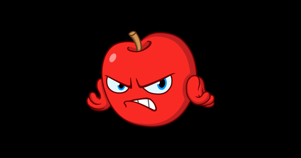 Angry Cartoon Apple - Apple - Sticker | TeePublic