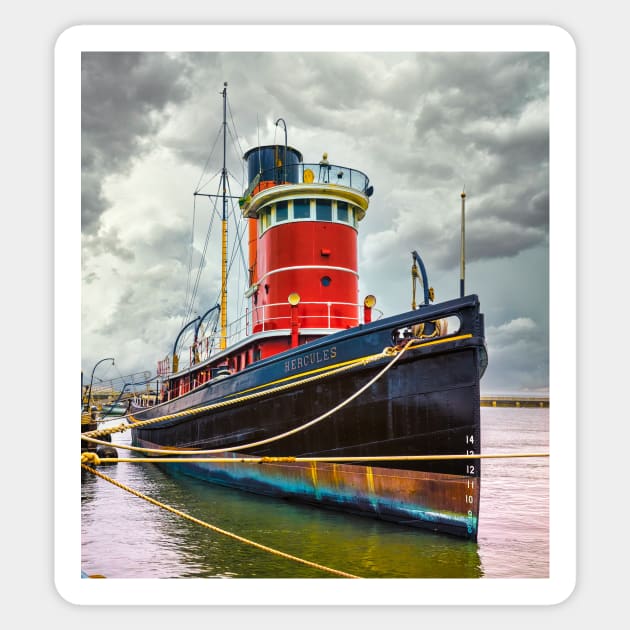 Tugboat Hercules and Storm Clouds - Antique - Sticker | TeePublic
