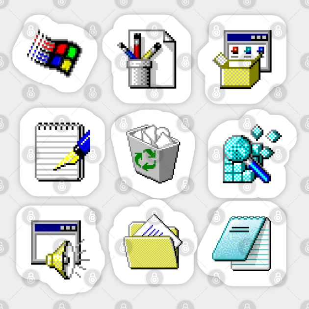 Windows icons pack 1 - Windows 98 - Sticker | TeePublic