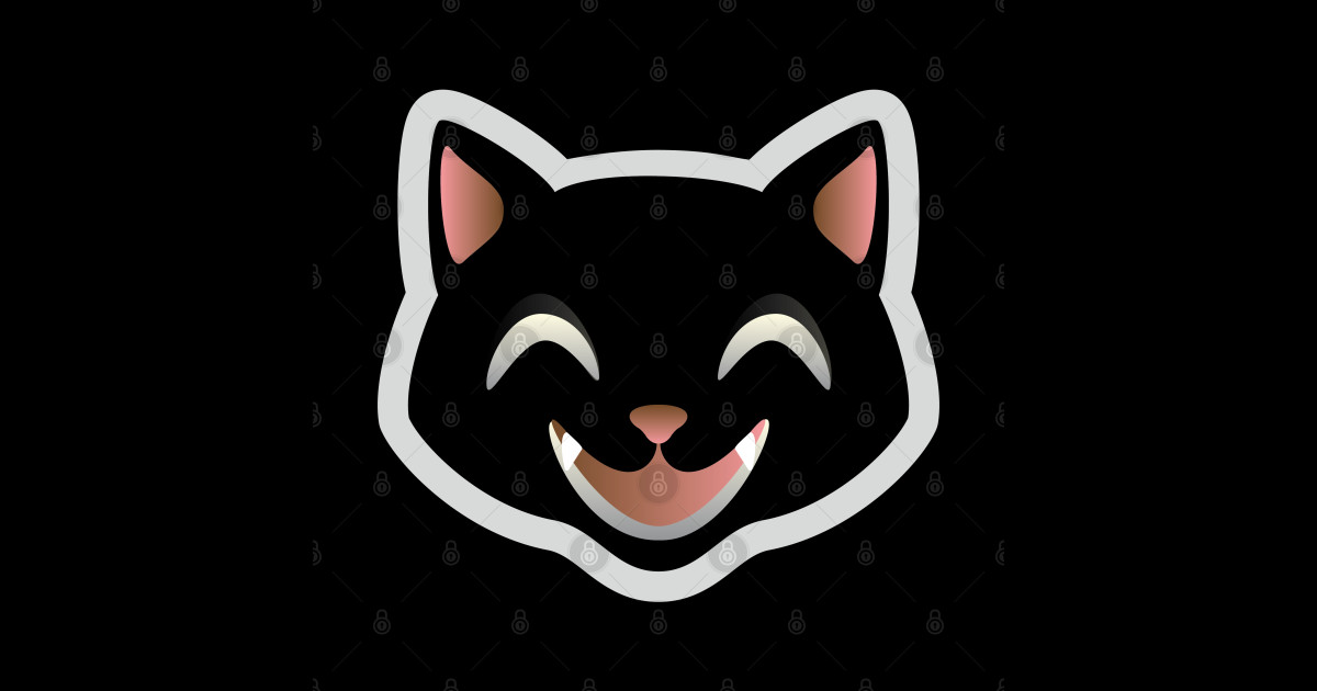 Black Cat Smile - Cat - Sticker | TeePublic