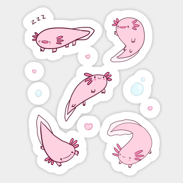 Cute axolotls - Axolotl - Sticker | TeePublic
