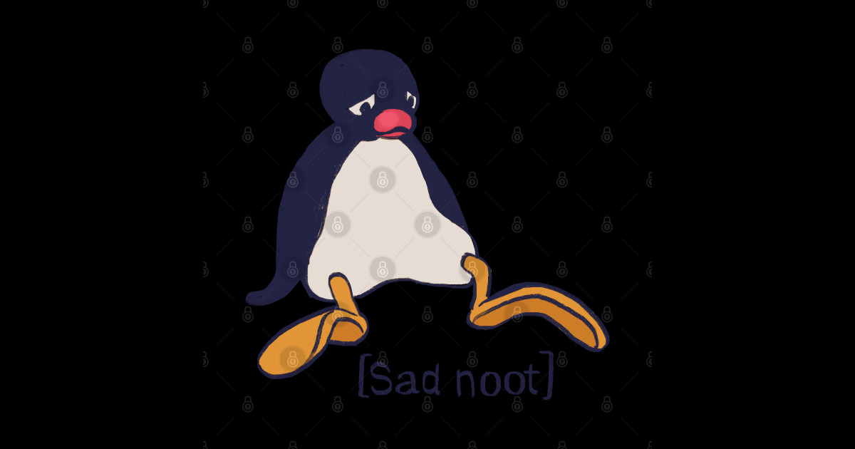 sad noot sitting penguin meme / pingu - Pingu - Sticker | TeePublic