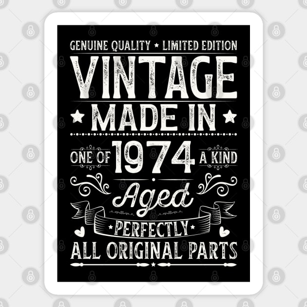 Vintage 1974 50th Birthday - Birthday - Sticker | TeePublic