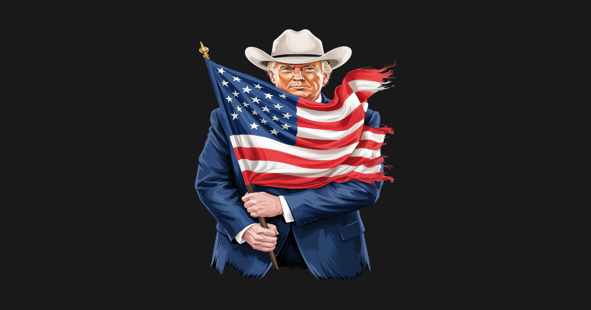 Donald Trump Cowboy Hat American Flag 2025 Patriotic - Donald Trump ...