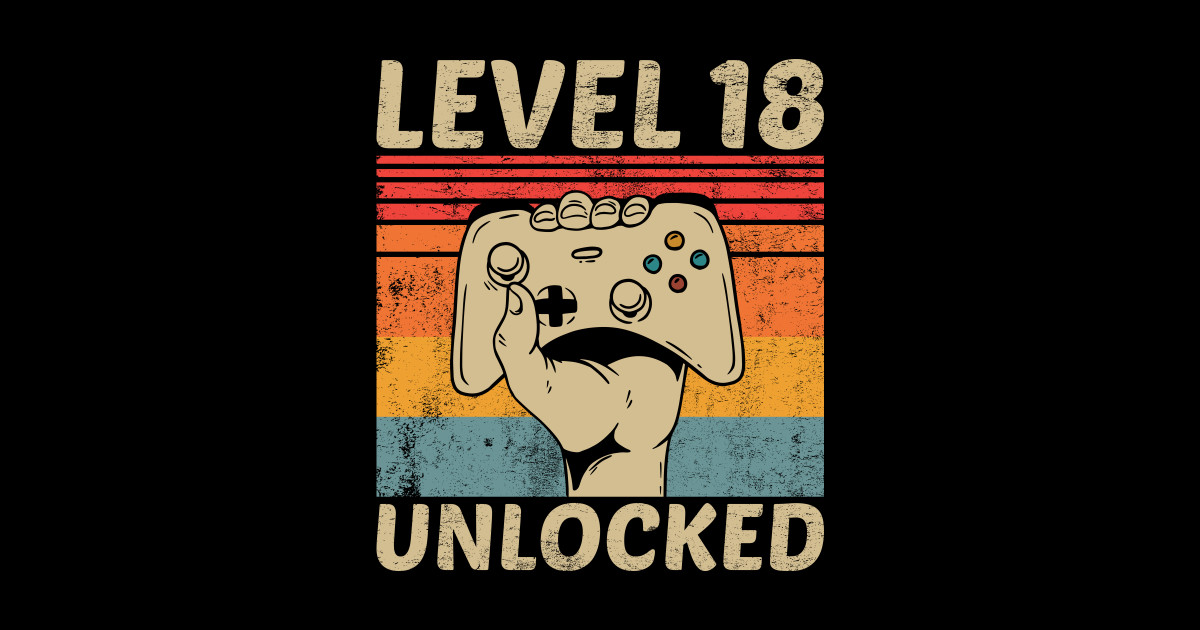 Level 18 Unlocked - 18th Birthday Gift - Sticker | TeePublic