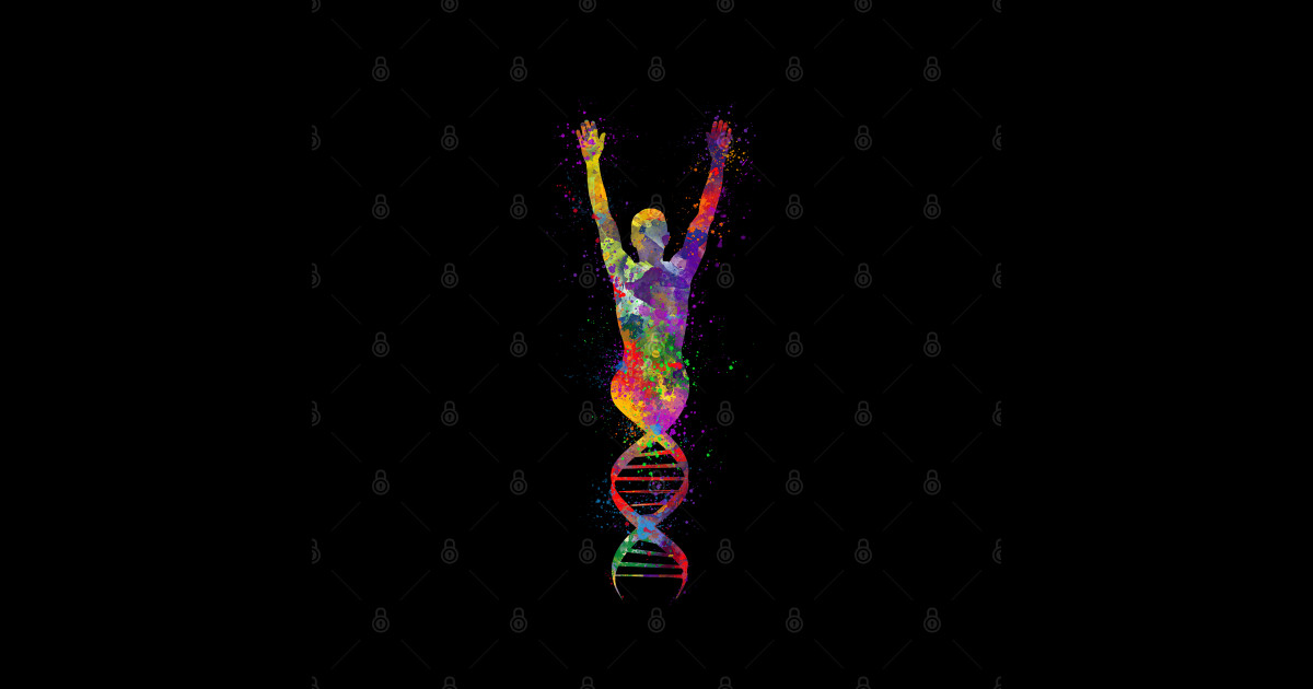 Human DNA Colorful Watercolor Genetics Gift - Genes - Sticker | TeePublic