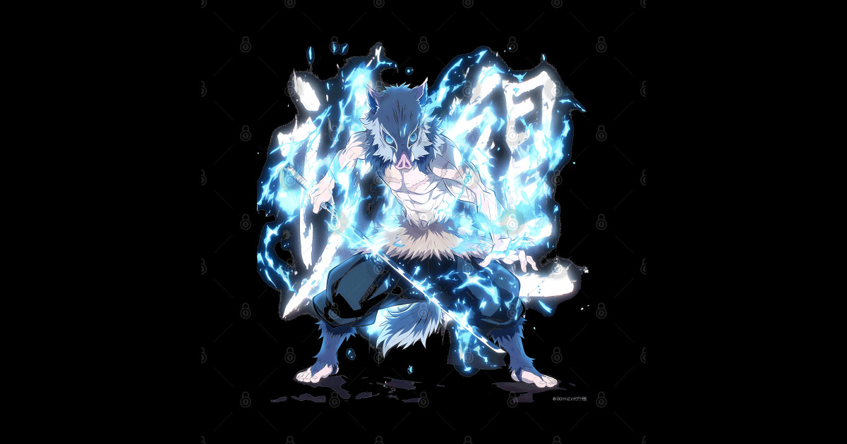 Inosuke Hashibira Blue Flame Attack - Inosuke Hashibira - Sticker ...