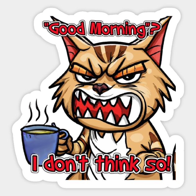 Angry cat drinking coffee - Cat - Sticker | TeePublic