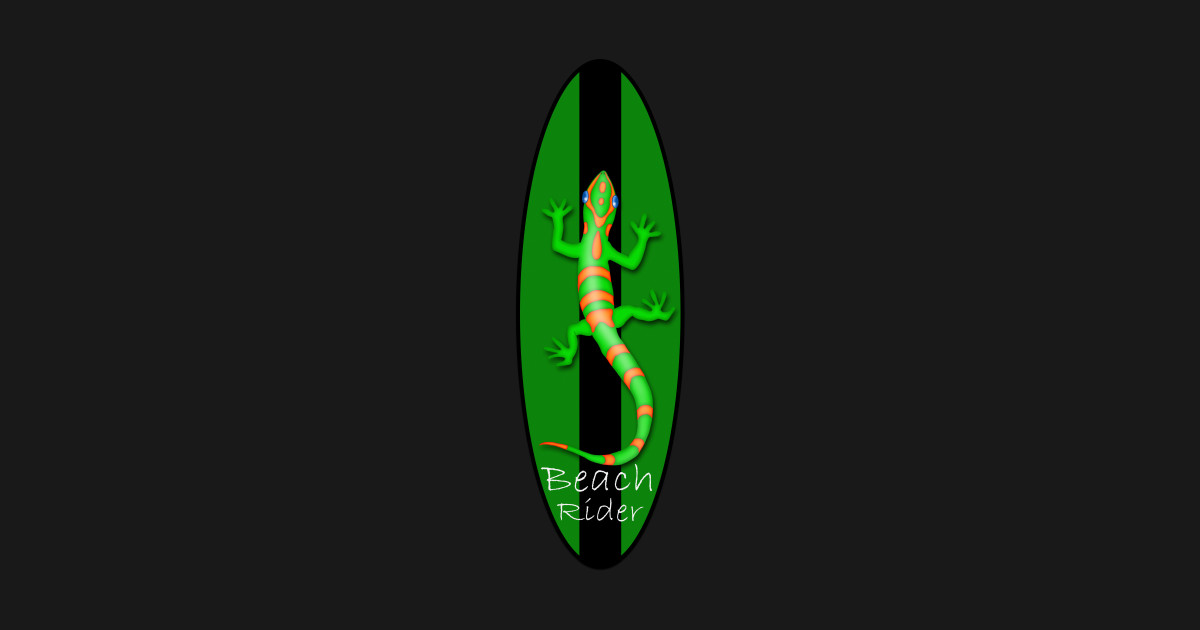 Cool Gecko Lizard Surfboard Rider - Surfboarding - T-Shirt | TeePublic