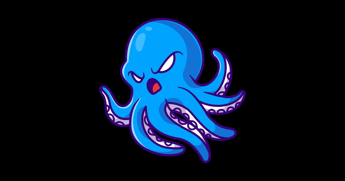 Cute Angry Octopus Cartoon - Cute Angry Octopus Cartoon - Sticker ...