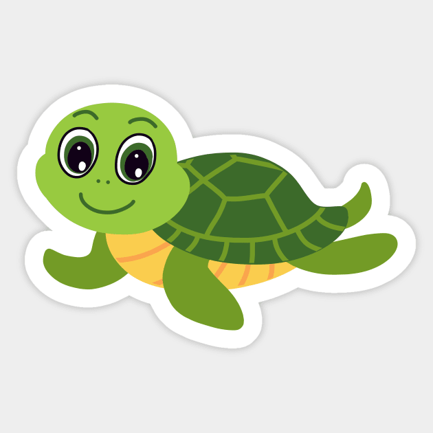Green Turtle - Say Hi - Sticker | TeePublic