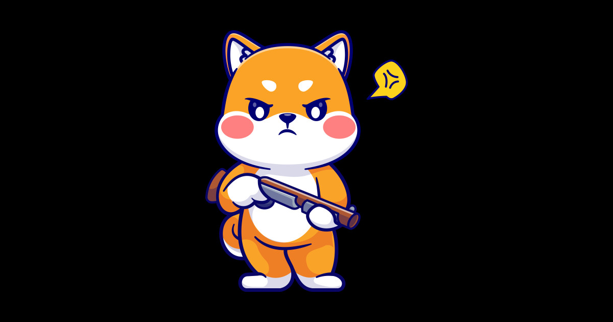 Cute Shiba Inu Dog Holding Gun Pistol Cartoon - Cute Shiba Inu Dog ...