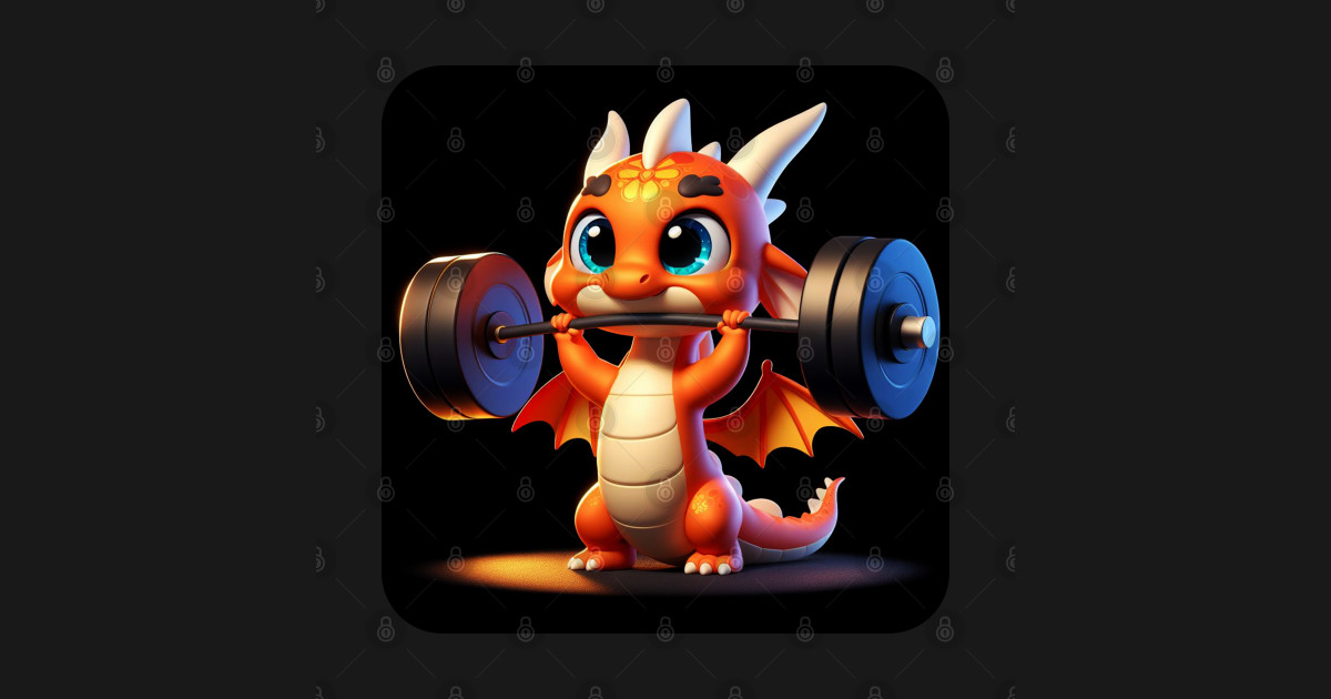 Rufie the Dragon - Weightlifting #54 - Dragon - T-Shirt | TeePublic