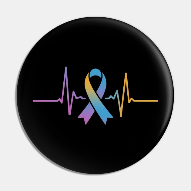 Blue Yellow Purple Ribbon Heartbeat EKG Pulse Bladder Cancer - Pulse ...