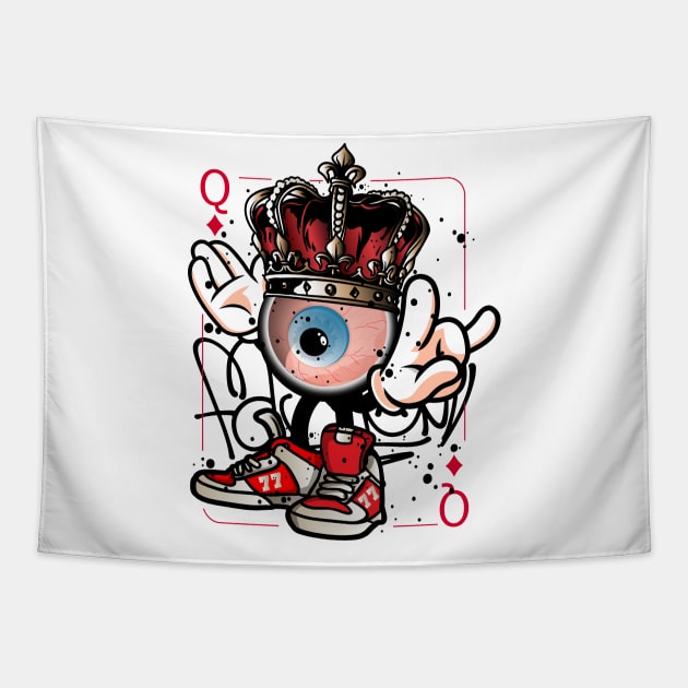 Playing Card Queen Monster Graffiti Street Art - Queens - Tapestry ...