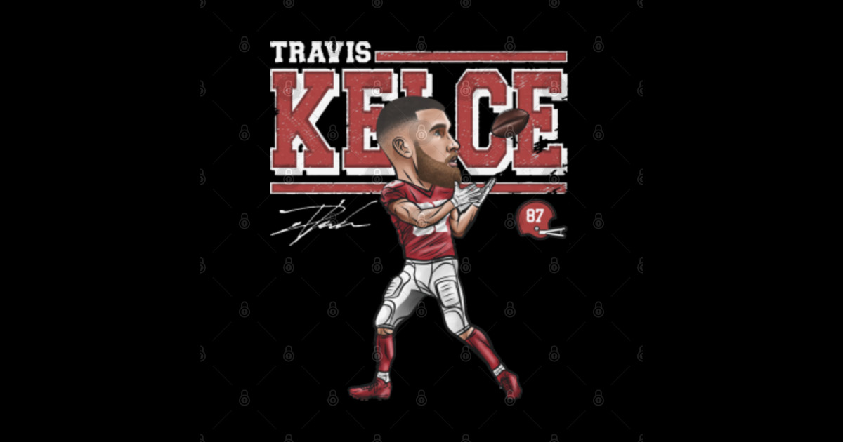 Travis Kelce Kansas City Cartoon - Travis Kelce - Posters and Art ...