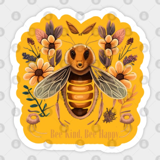 Bee Kind, Bee Happy - Save The Bees - Sticker | TeePublic