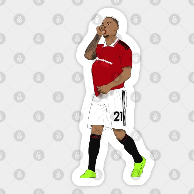 Antony Debut Goal Celebration - Antony - Sticker | TeePublic