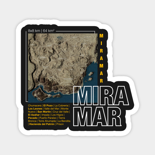 Miramar Map - Pubg - Magnet | TeePublic