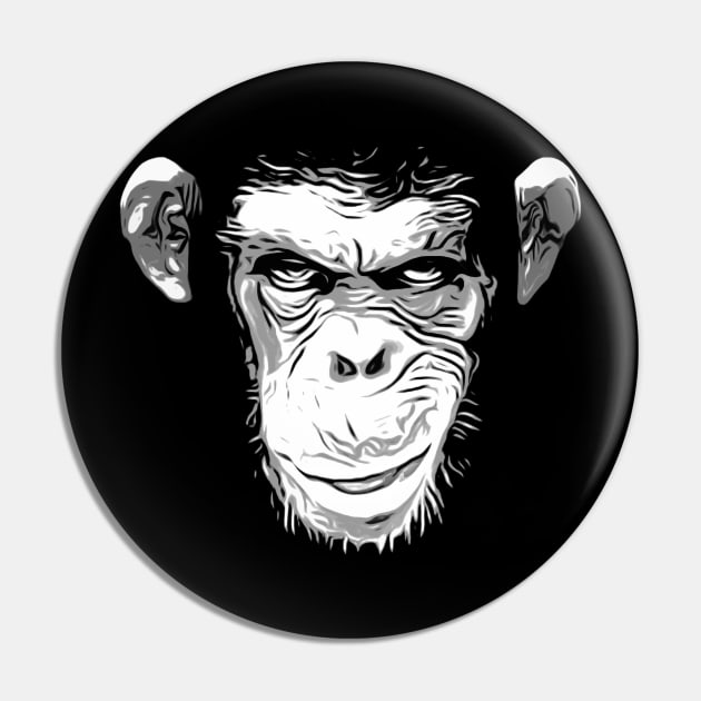 Evil Monkey - Grin Evil Chimpanzee Ape Chimp Monkey - Pin | TeePublic