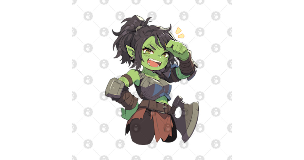 A Chibi DnD Female Orc Monster - One Dnd - T-Shirt | TeePublic