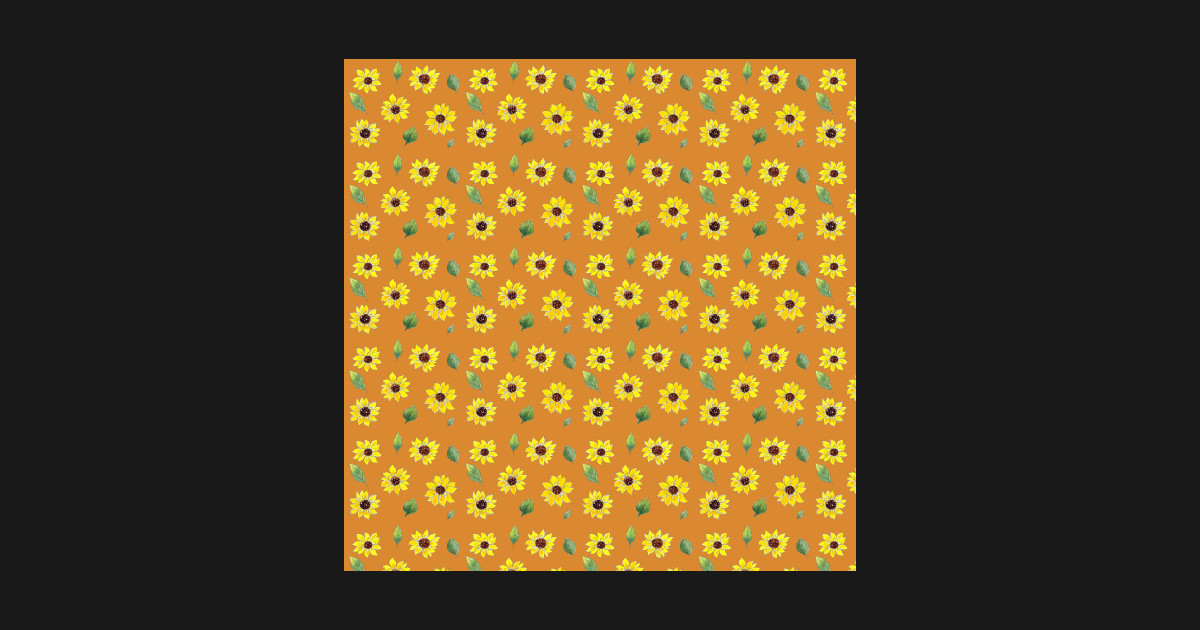 Loose Sunflower Pattern with an orange background - Helianthus - T ...
