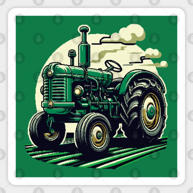 Tractor Pixel Art - Tractor - Magnet | TeePublic