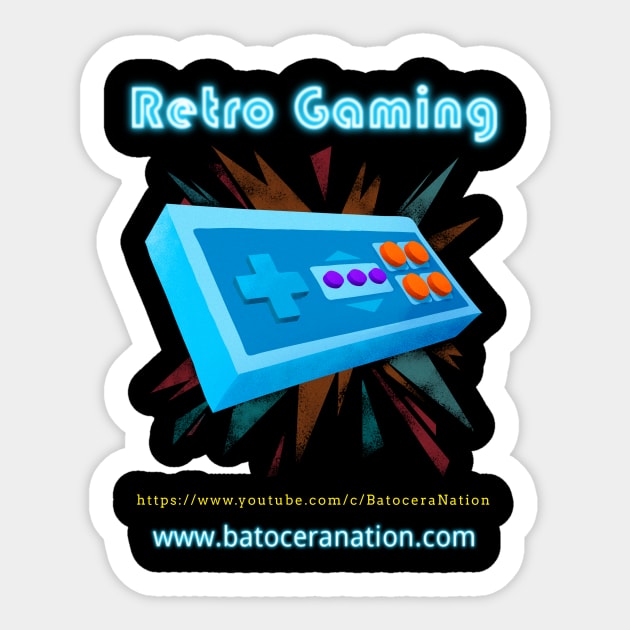 Retro Gamer Logo 23b by Batocera Nation - Retrogaming - Sticker | TeePublic