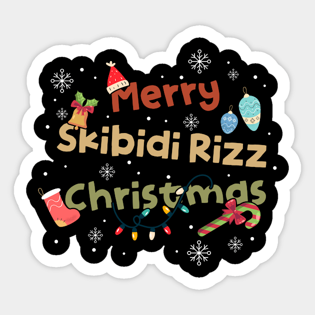 Merry Skibidi Rizz Christmas - Christmas Sweater - Sticker | TeePublic
