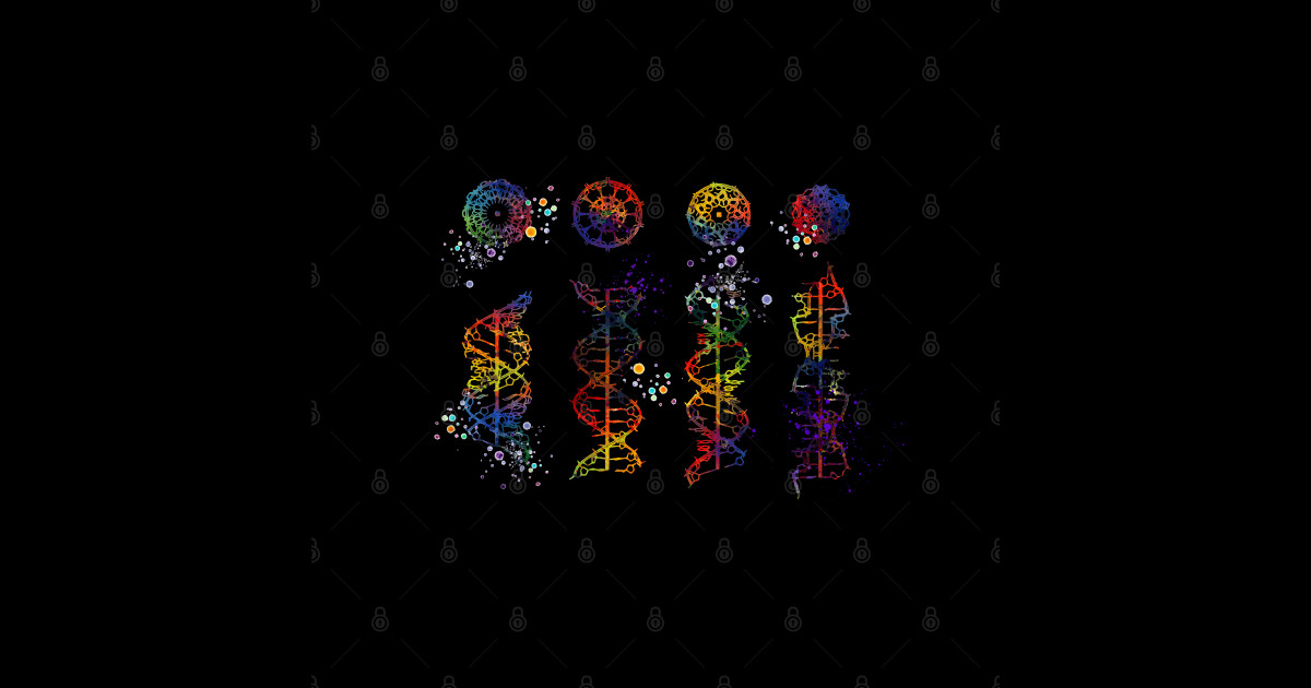 DNA Helix A-B-C-Z Colorful Watercolor - Genes - Sticker | TeePublic
