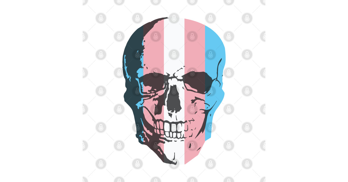 Trans flag skull - Skeleton - T-Shirt | TeePublic