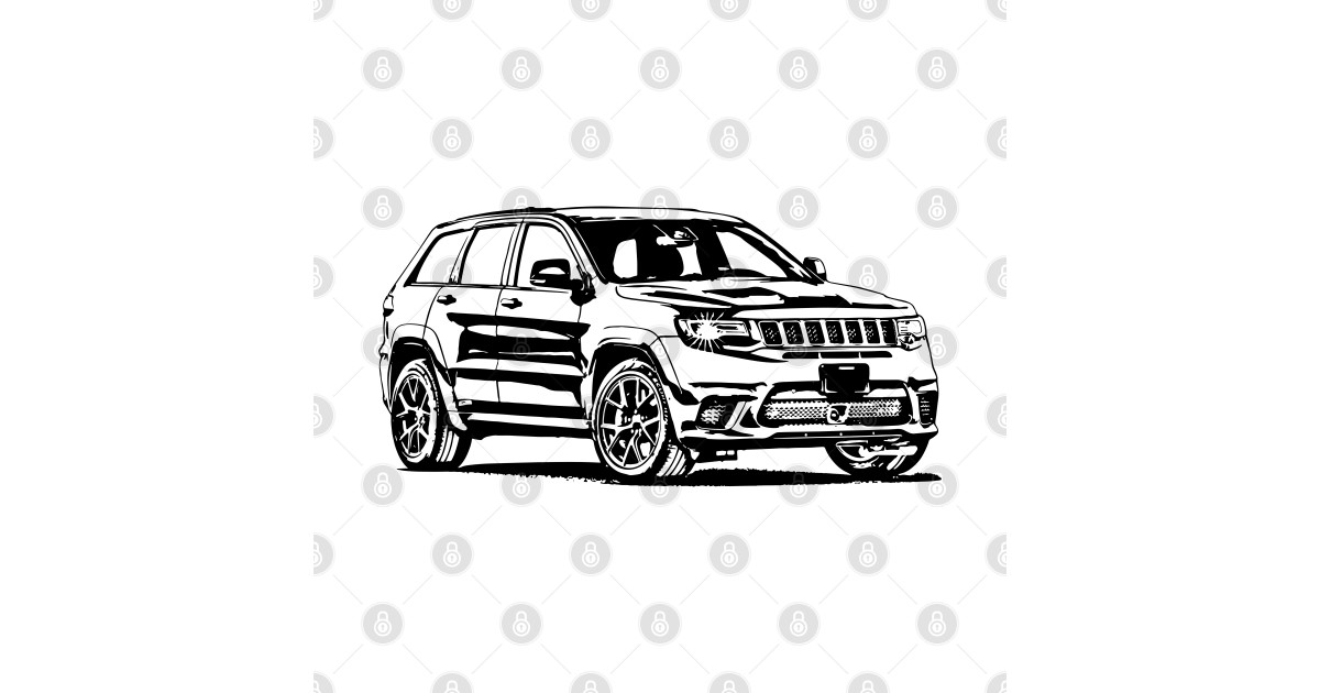 Cherokee Trackhawk Sketch Art - Jeep - T-Shirt | TeePublic