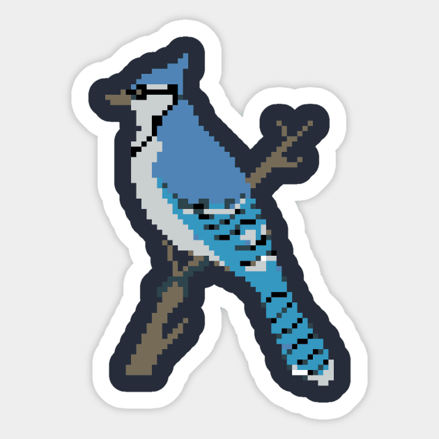 Pixel Blue Jay - Blue Jay - Sticker | TeePublic