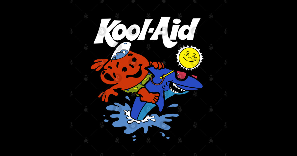 Kool Aid Man Rides a Shark - Cartoon Gift - Posters and Art Prints ...