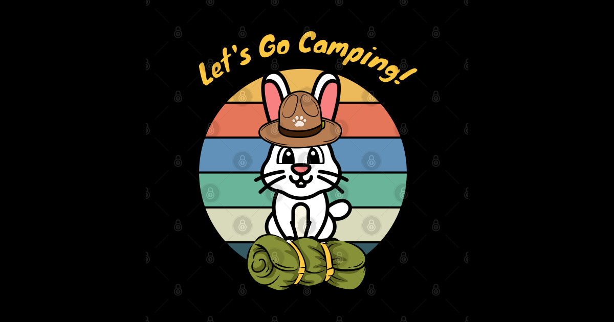 Funny white rabbit wants to go camping - Camping Rabbit - Sticker ...