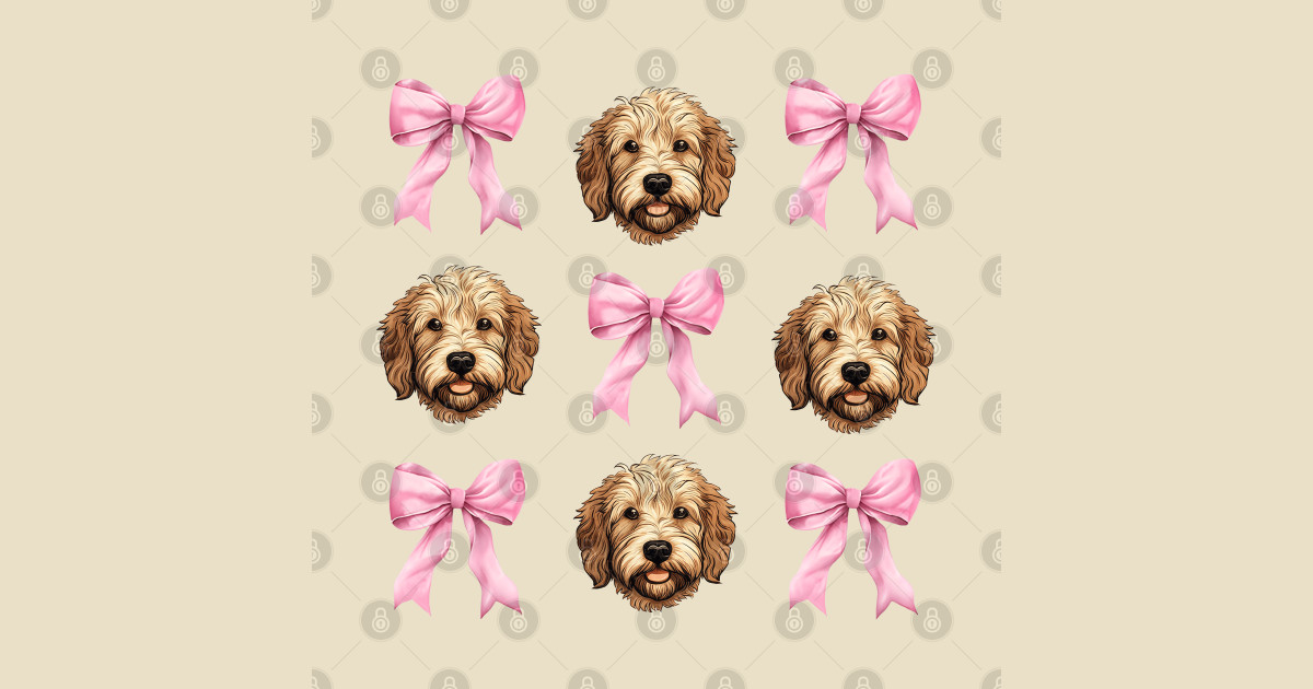 Goldendoodle and Pink Bows Grid - Goldendoodle - T-Shirt | TeePublic