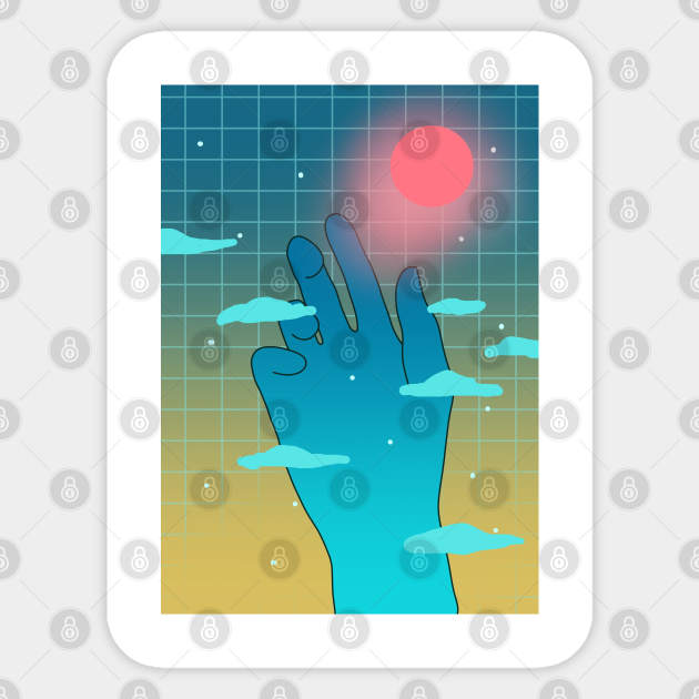 hand synthwave vaporwave - Synthwave Retrowave - Sticker | TeePublic