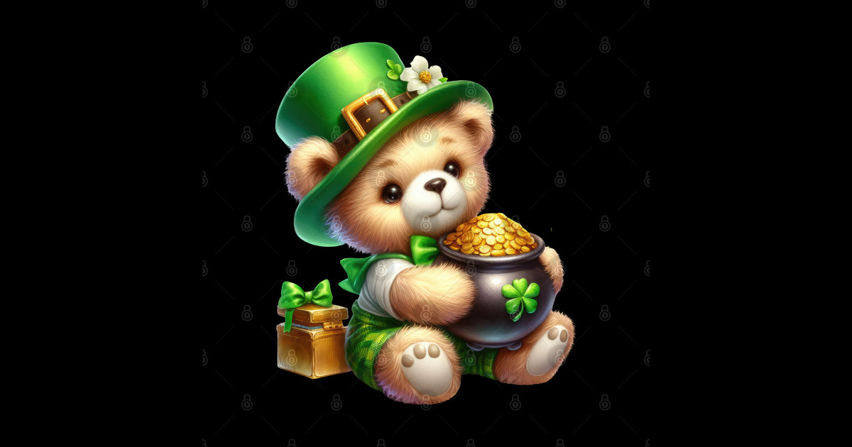 St Patricks Day Teddy Bear - St Patricks Day - Sticker | TeePublic