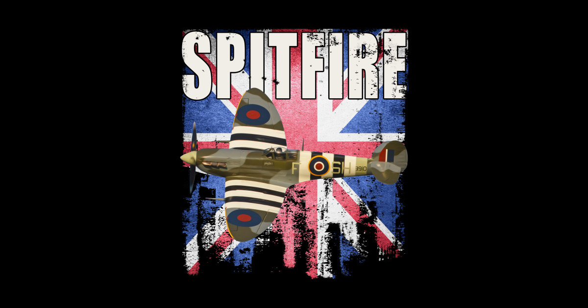 Spitfire Aircraft Plane WW2 RAF Airplane Union Jack Flag - Spitfire ...