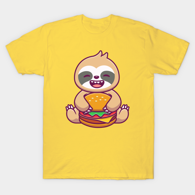 Cute Sloth Eating Burger - Sloth - T-Shirt | TeePublic